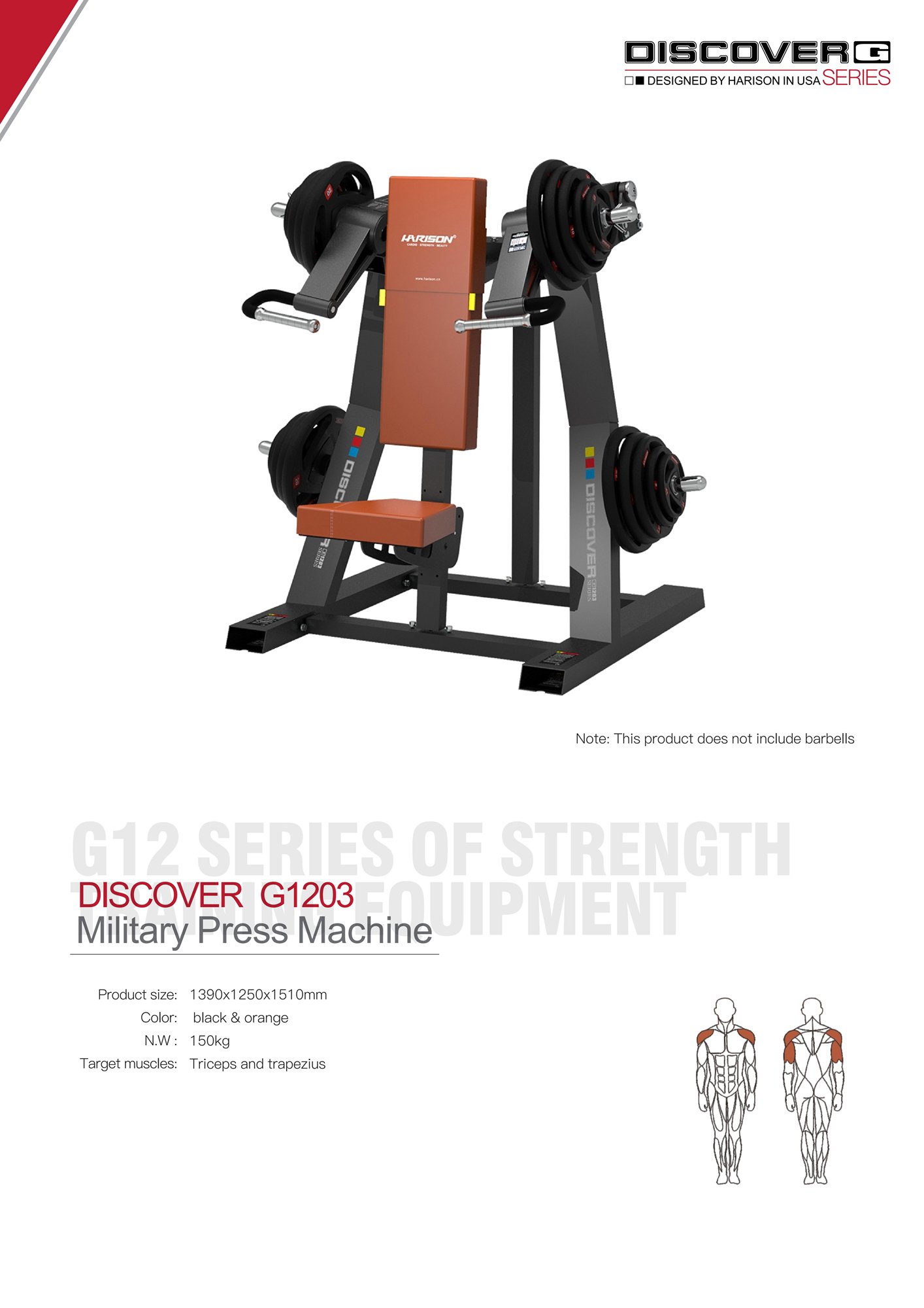 DISCOVER G1203 Military Press Machine - Exercise Bike, Weight Bench ...